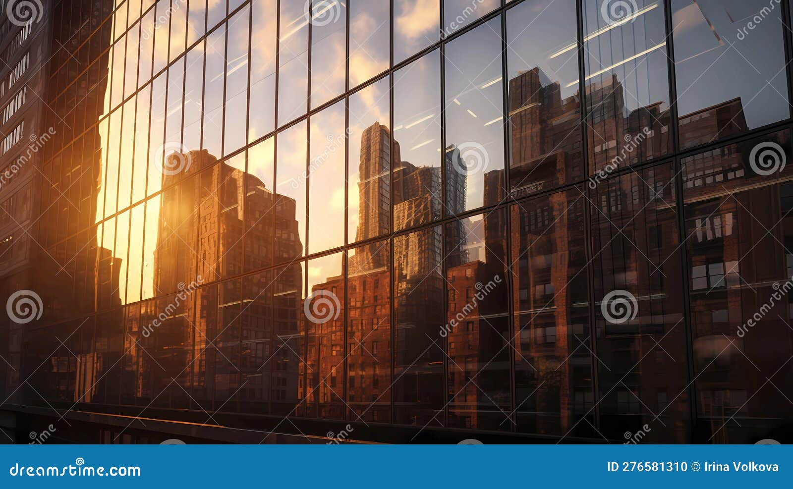 Sunset Light Reflection on Modern Buidings Windows Evening Business ...