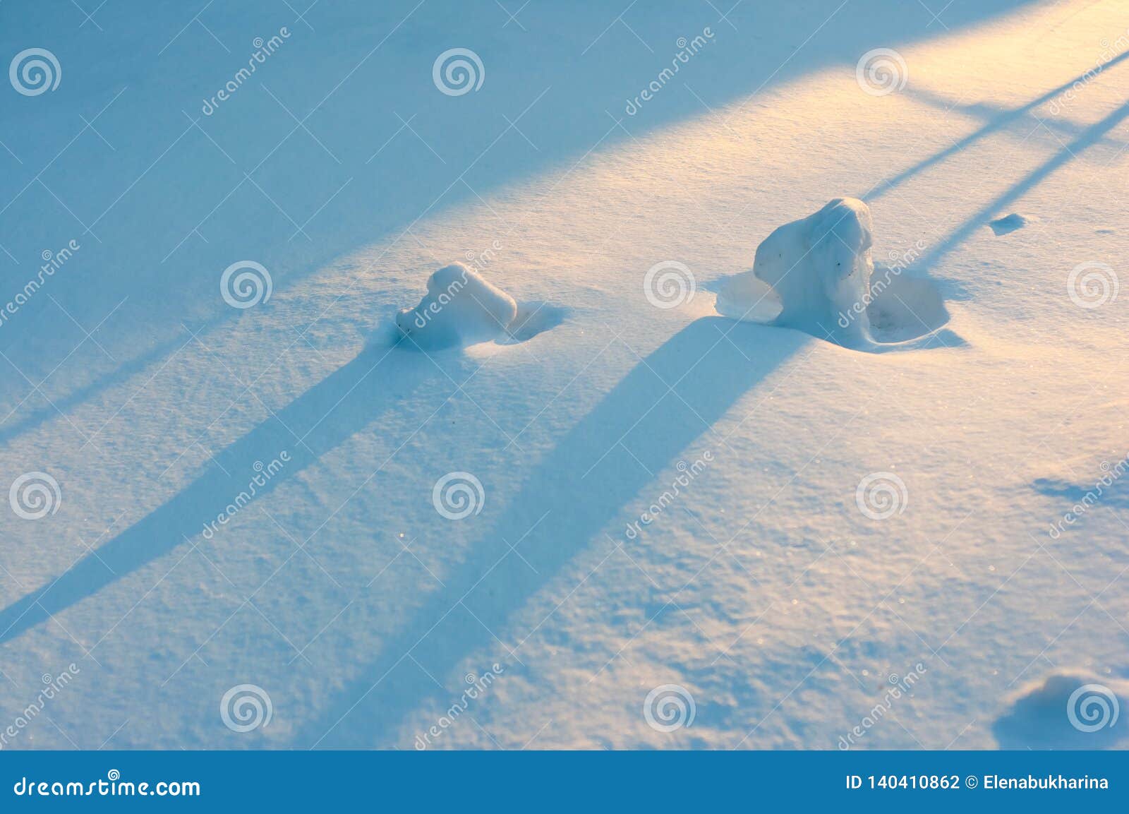 Sunset Light and the Shadows on the Snow Texture. Winter Scene. Snowy ...