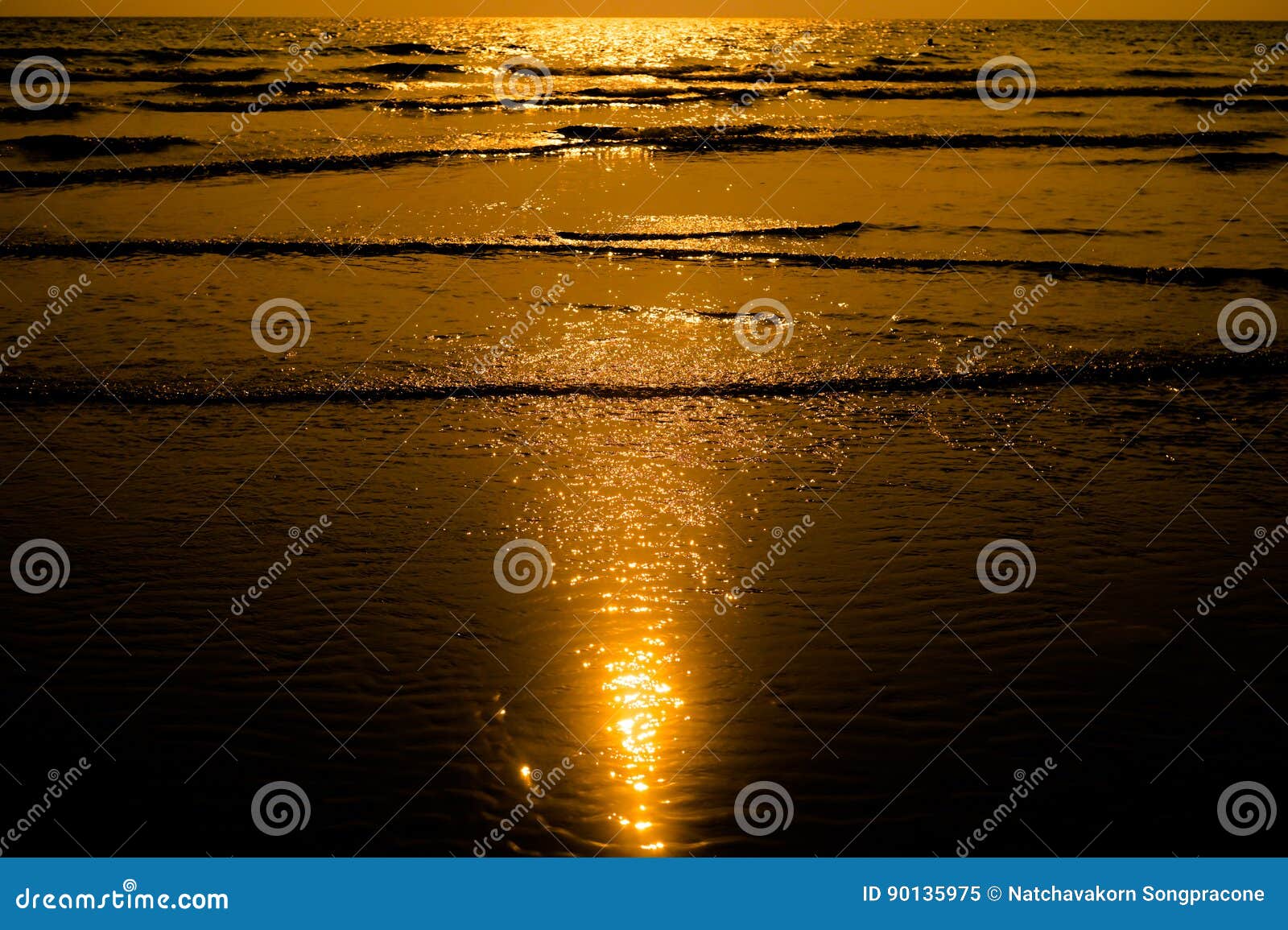 Sunset Light Shimmering Water Surface on Tropical Beach Stock Image ...