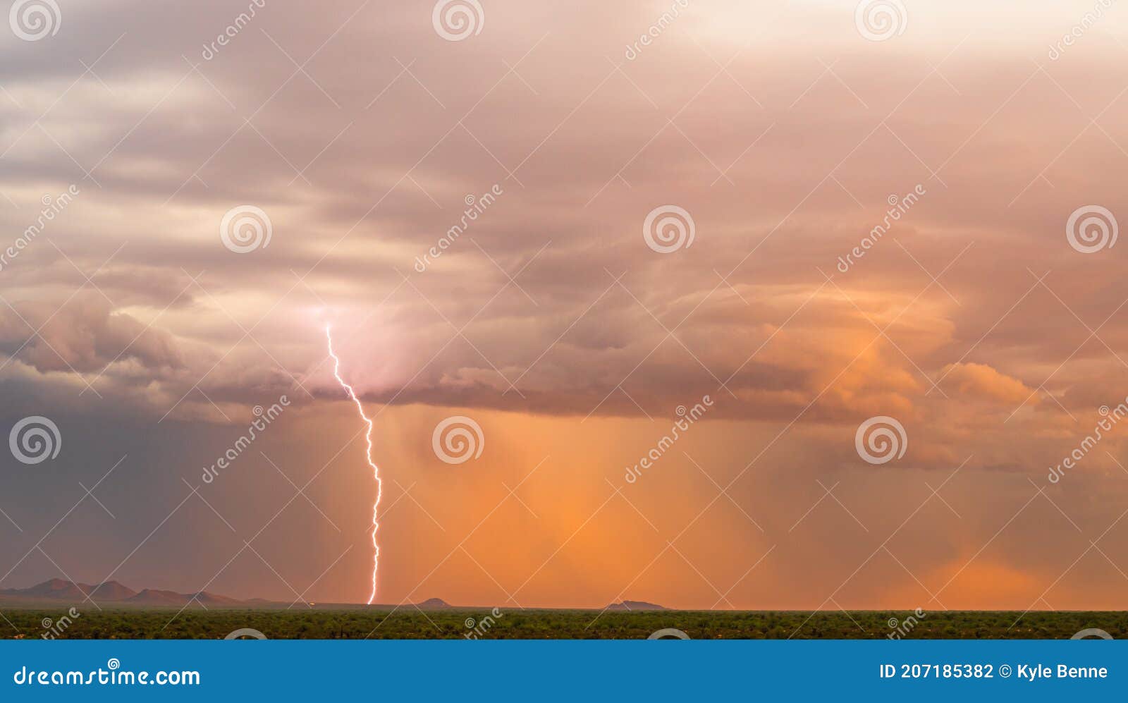 Sunset Lightning in the Arizona Desert Stock Photo - Image of weather ...