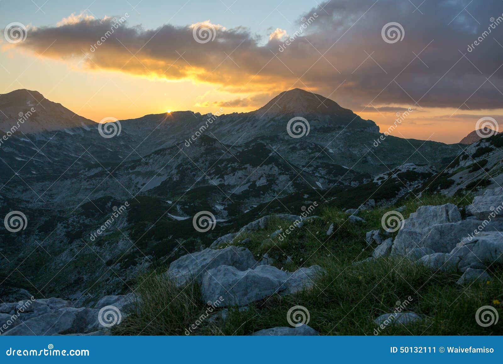 Sunset in Limestone Mountains Stock Image - Image of lights, blue: 50132111