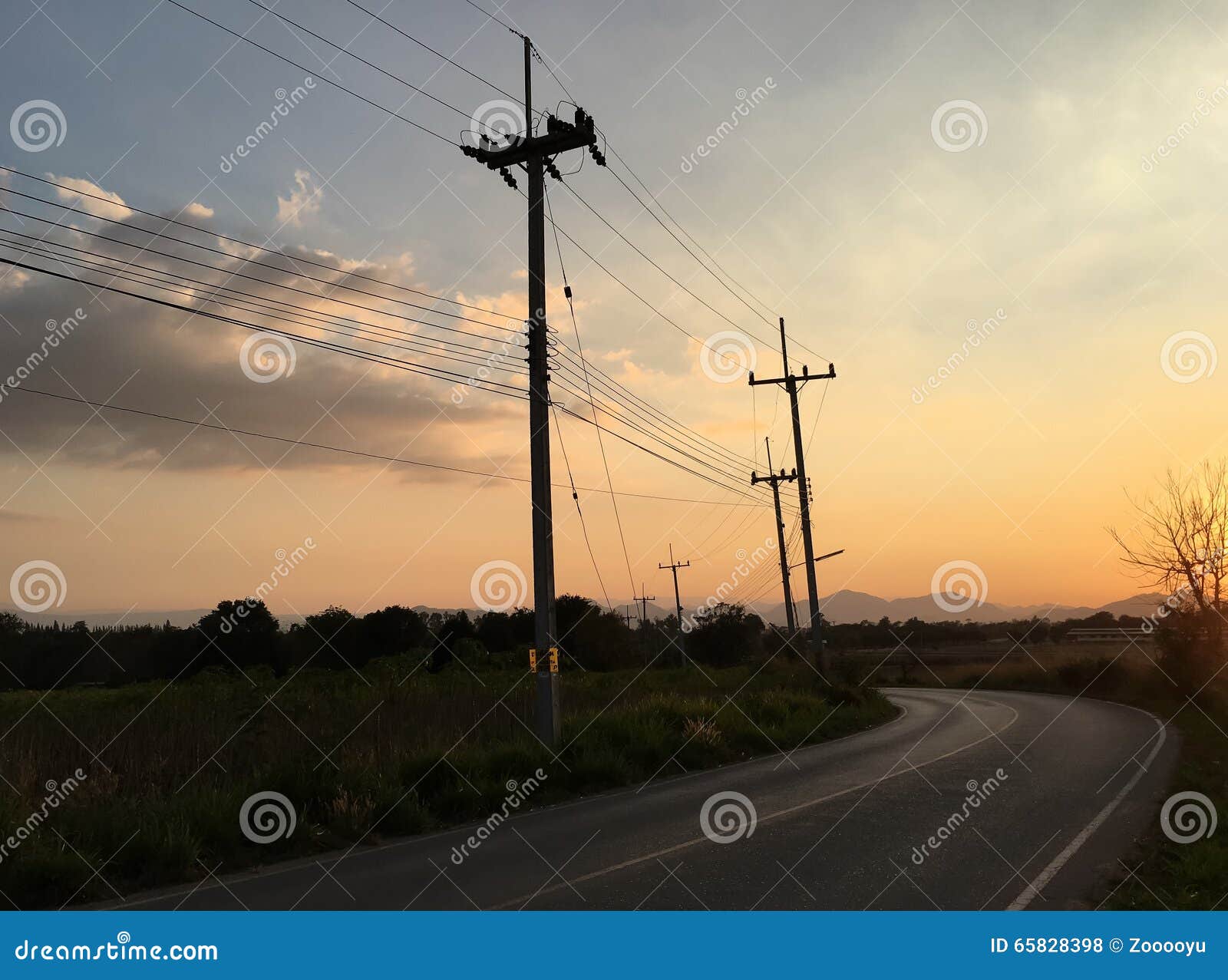 Sunset local road stock photo. Image of beautiful, night - 65828398