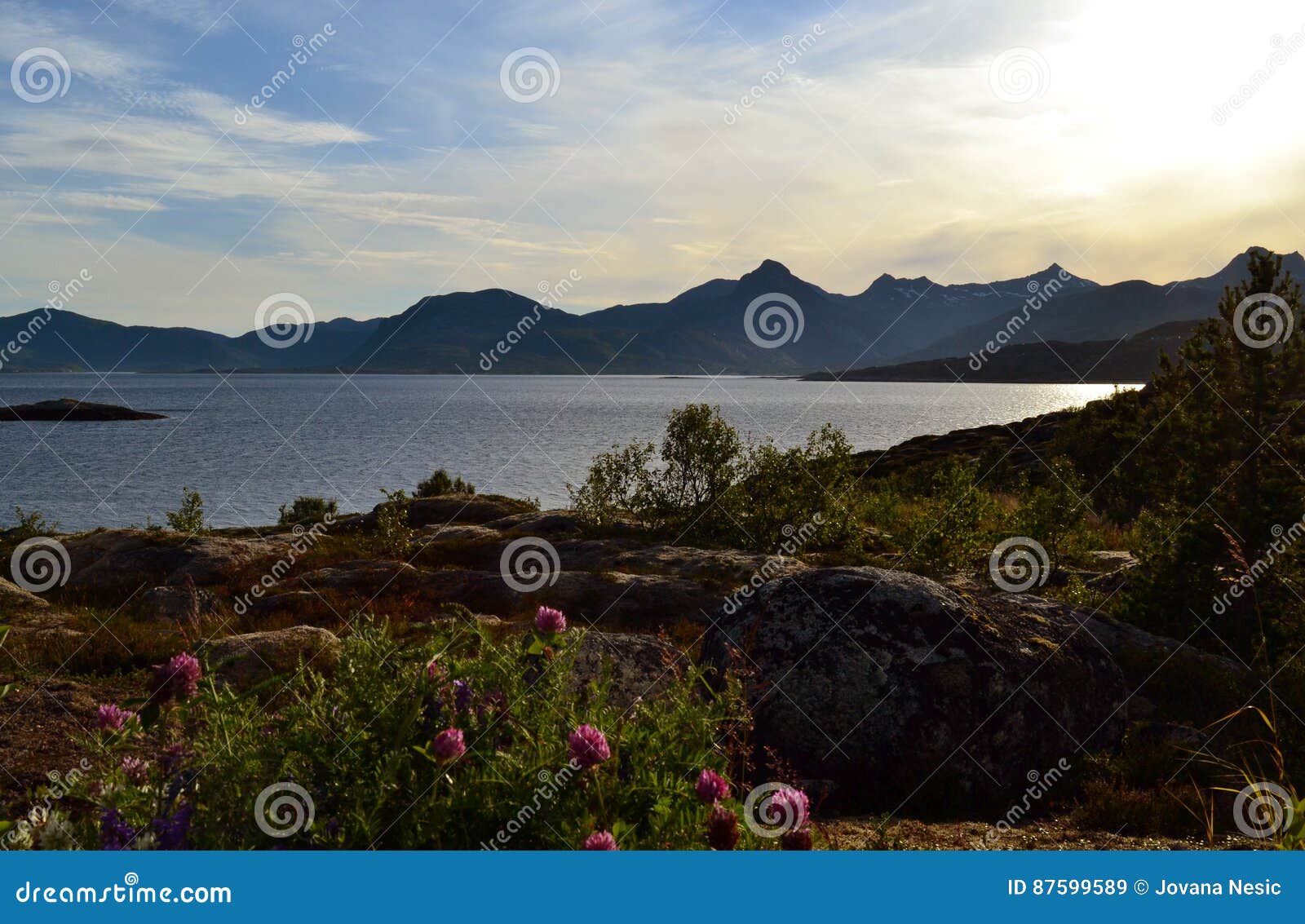Sunset in Lodingen,Norway stock image. Image of hills - 87599589