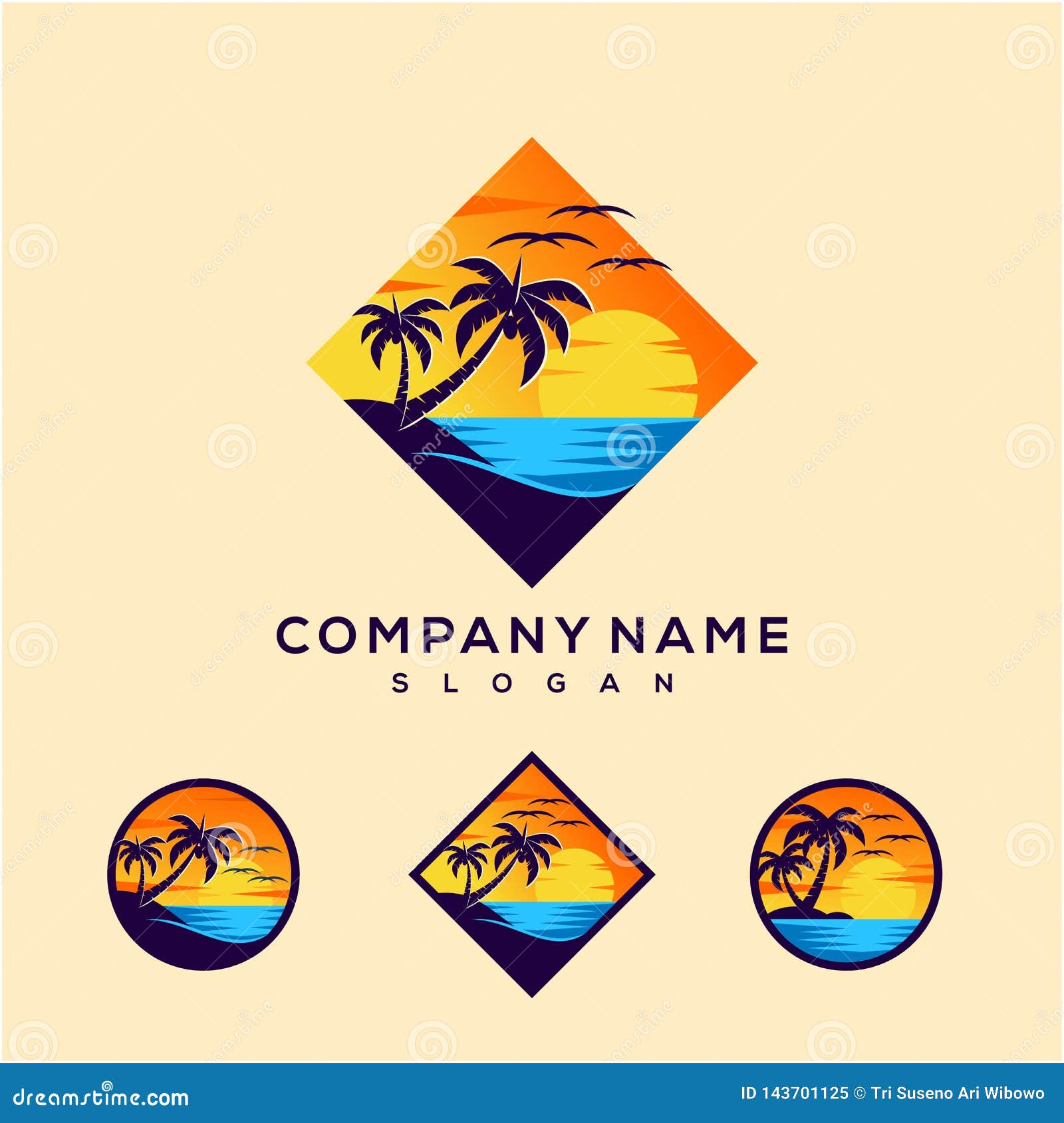 Sunset Logo Design for Travel Logo Stock Vector - Illustration of ...