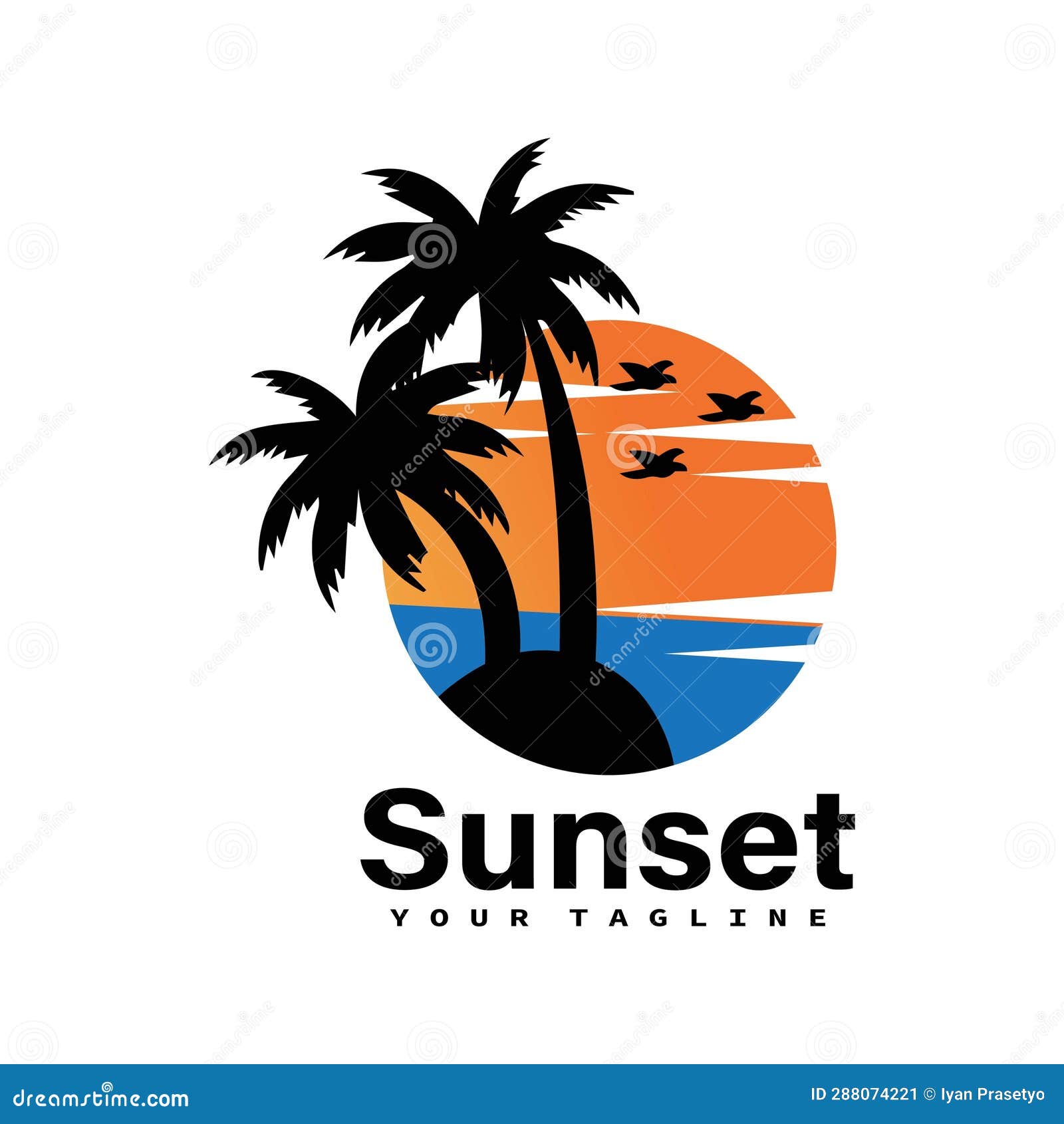 Sunset Logo Icon Vector Template Stock Illustration - Illustration of ...