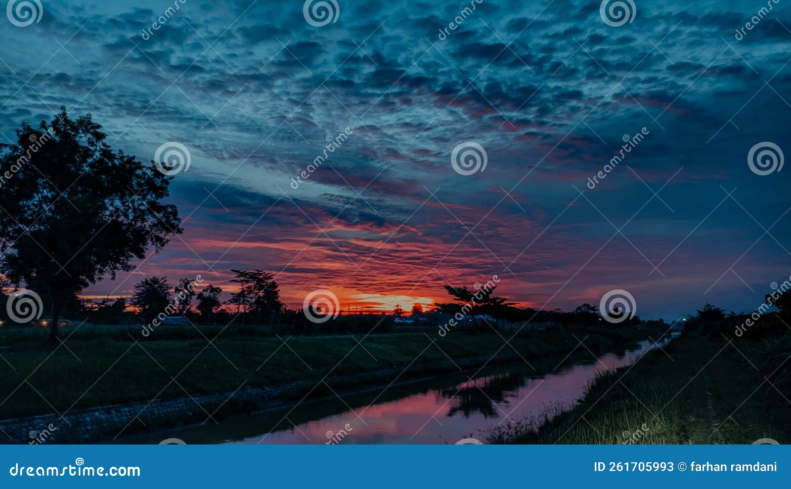 Sunset in the long river stock image. Image of tulungagung - 261705993