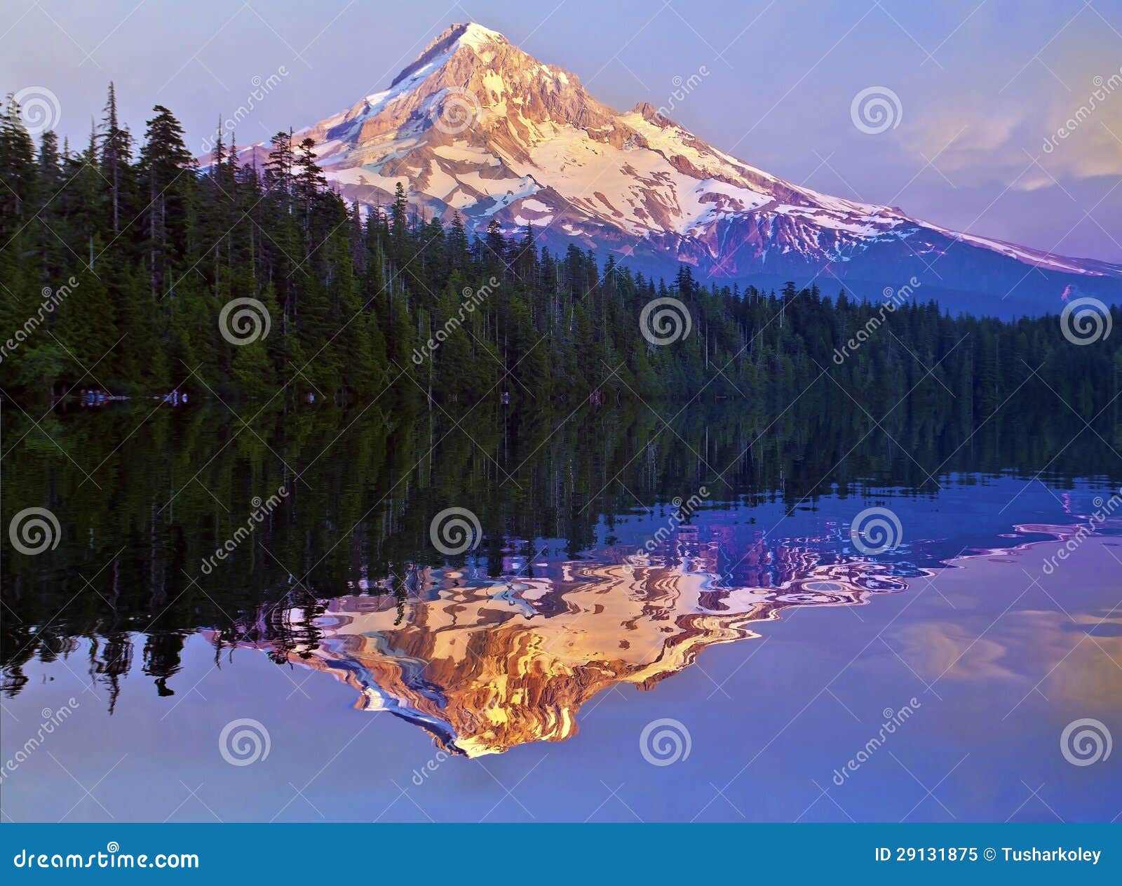 Sunset at Lost Lake Oregon stock image. Image of peak - 29131875