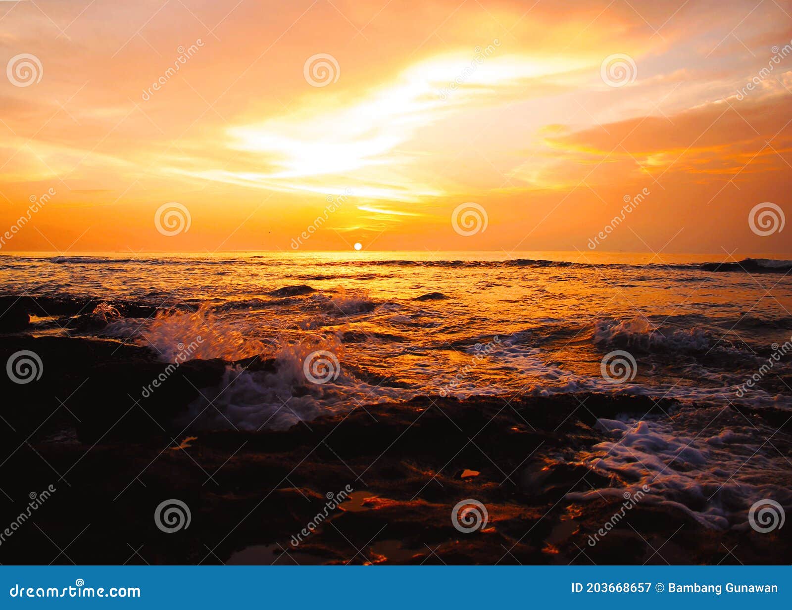 Sunset from Low Angle at the Beach Stock Image - Image of cloud ...