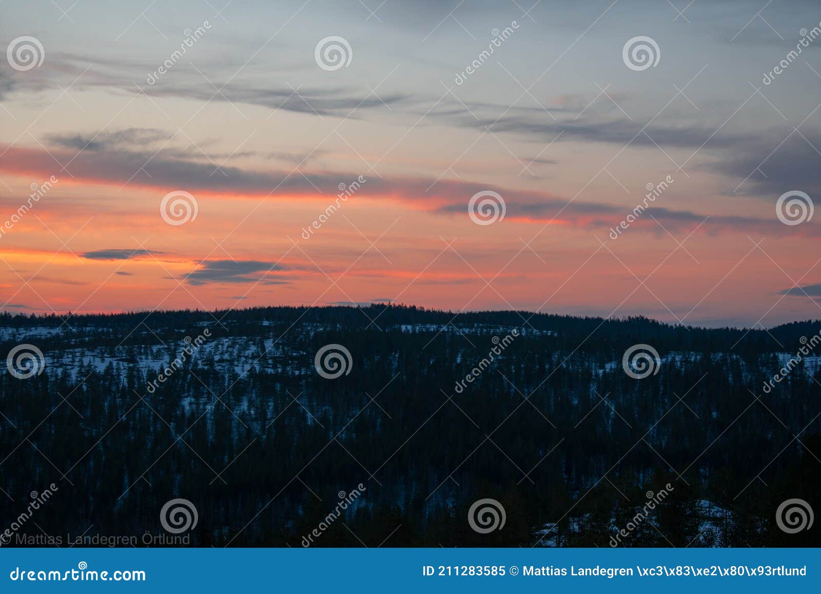 Sunset from Luppio Mountain in Northen Sweden Stock Image - Image of ...