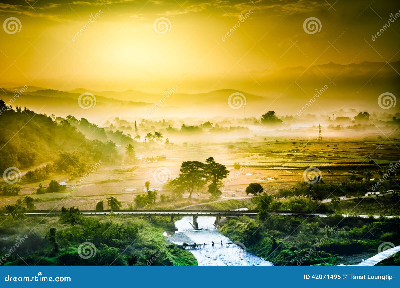Sunset from Maesuay Dam, Chiang Rai, Thailand Stock Photo - Image of ...