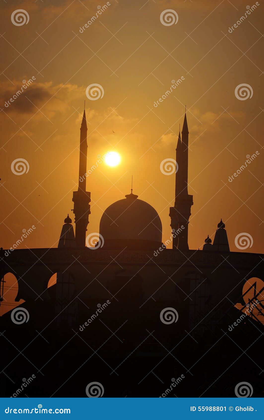 Sunset on MAJT stock image. Image of mosque, semarang - 55988801