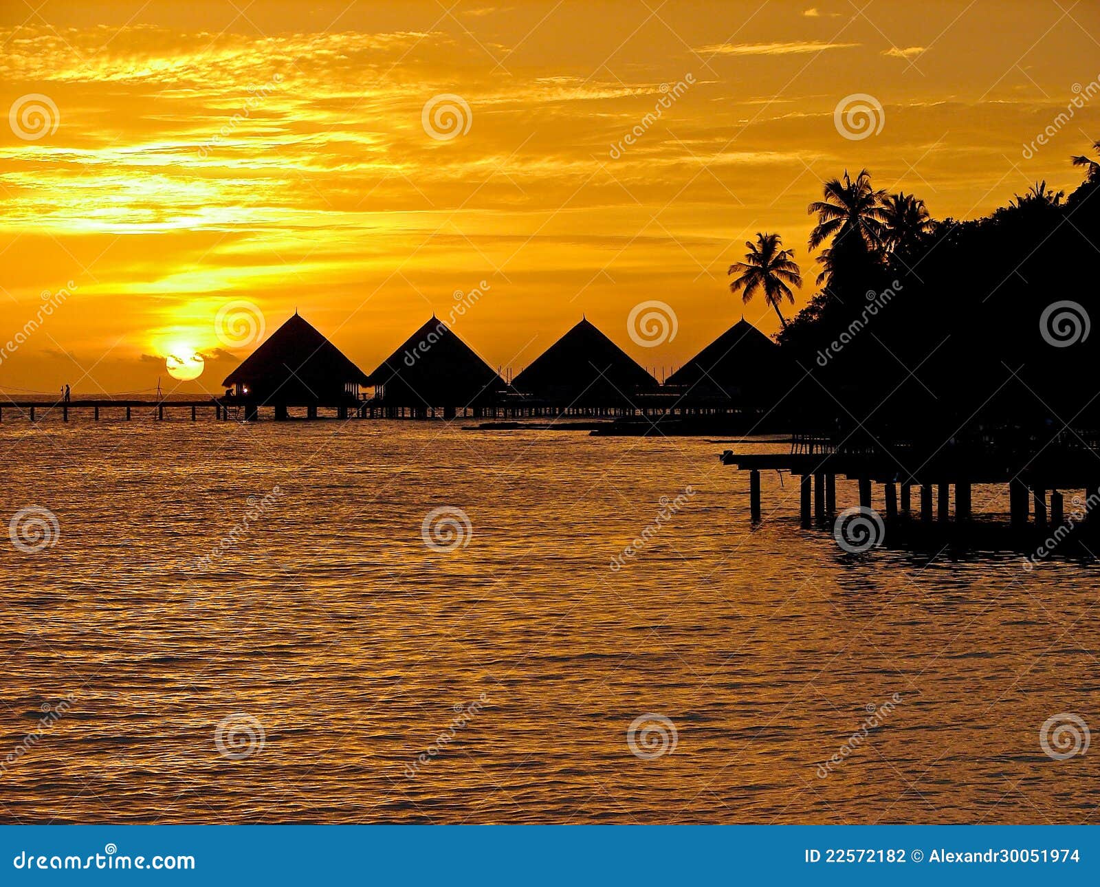 Sunset in the Maldives. stock photo. Image of traveling - 22572182
