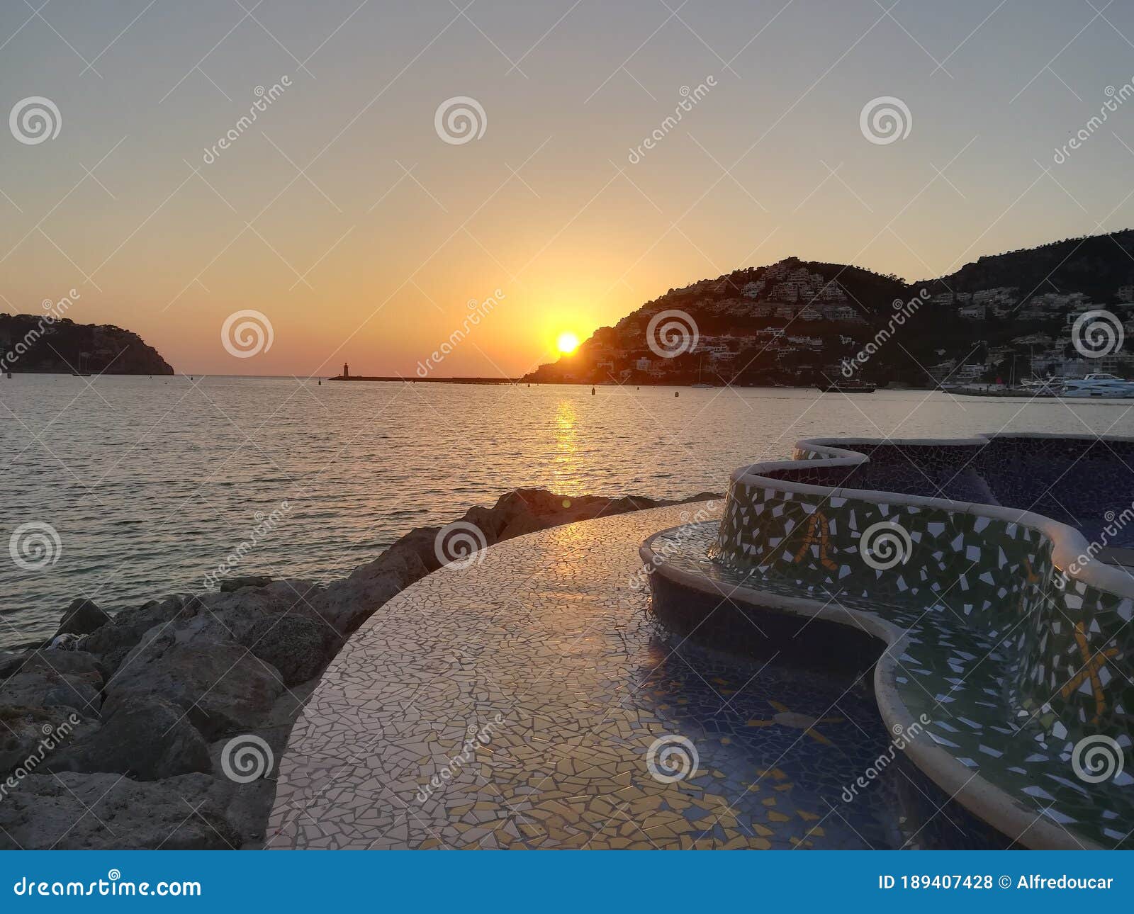 Sunset in Mallorca island stock photo. Image of lonely - 189407428