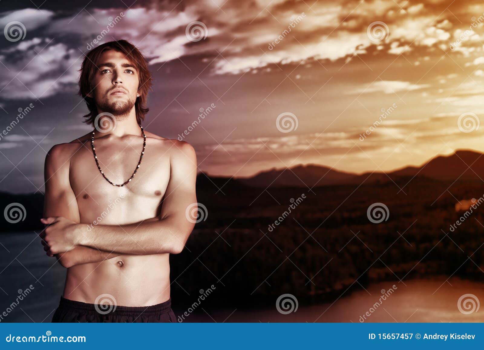 Sunset man stock image. Image of masculine, looking, alone - 15657457