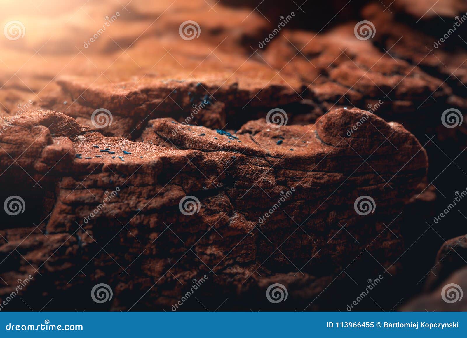 Sunset on the Mars Lightened Rocky Surface Stock Image - Image of dead ...