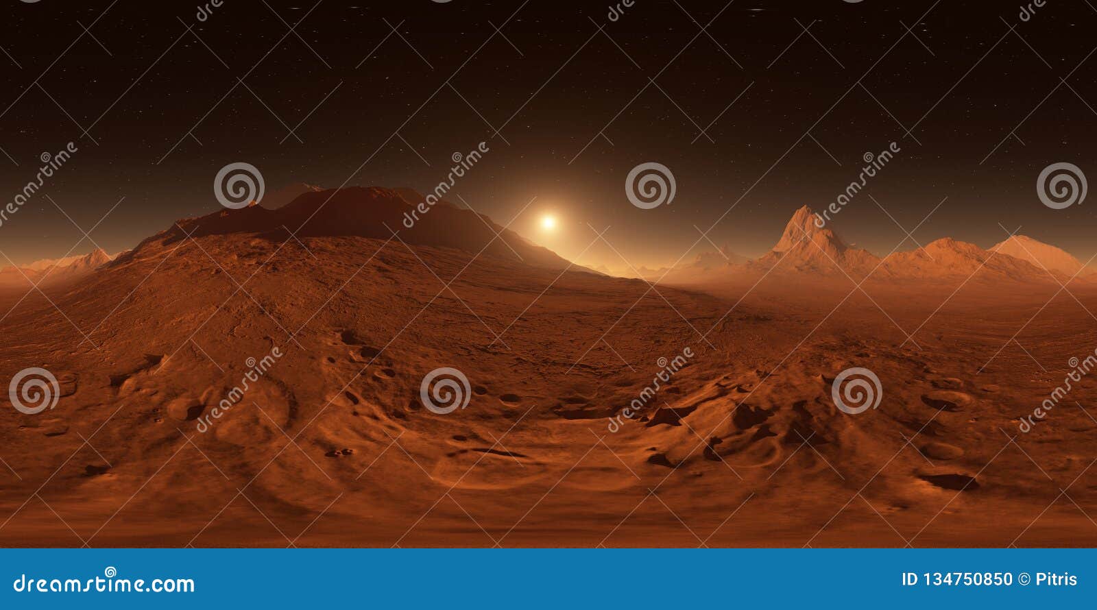 Panorama Of Mars Sunset, Environment HDRI Map. Equirectangular ...