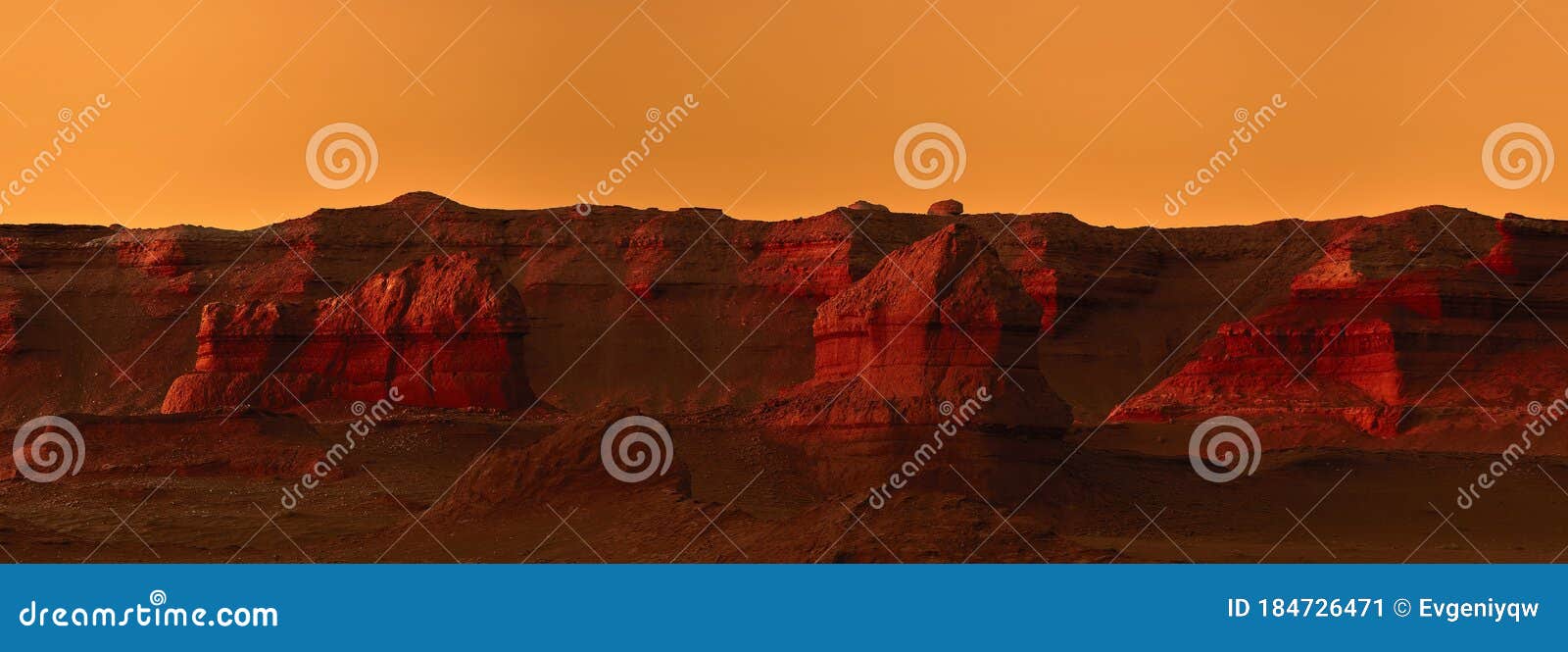 Sunset on Mars, Martian Landscape Stock Image - Image of landscape ...