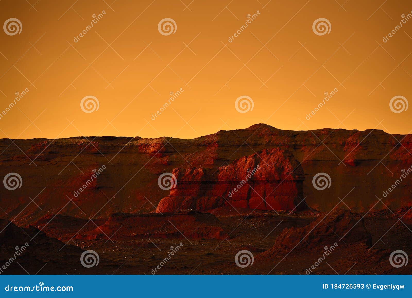 Sunset on Mars, Martian Landscape Stock Image - Image of cosmology ...