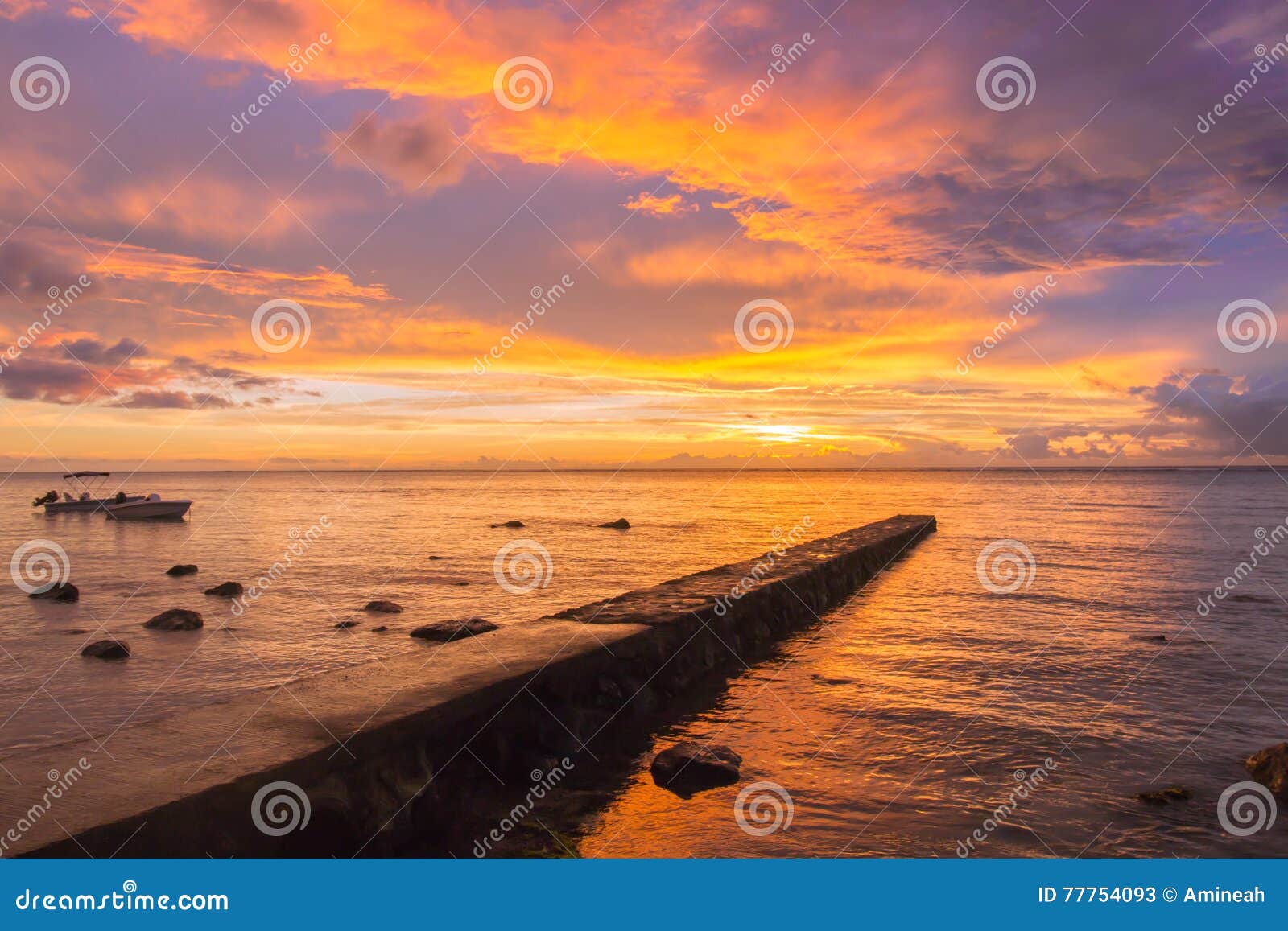 Sunset at Mauritius stock image. Image of pier, pacific - 77754093