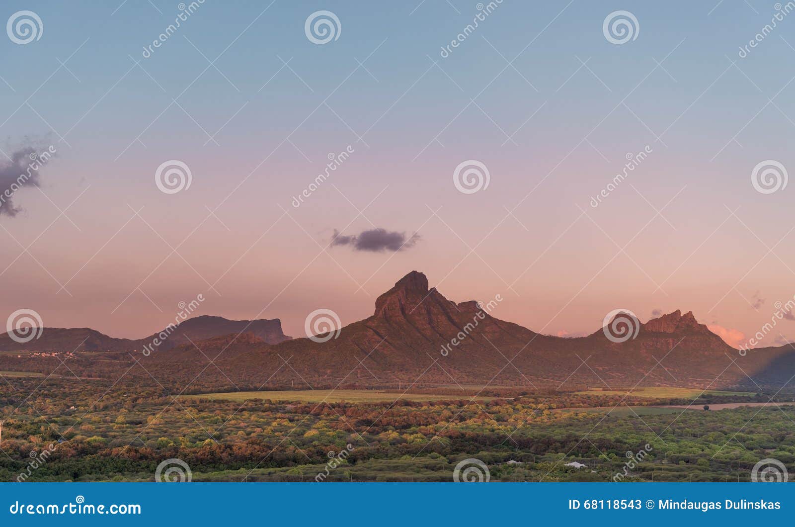 Sunset in Mauritius. Mountain Landscape Stock Image - Image of travel ...