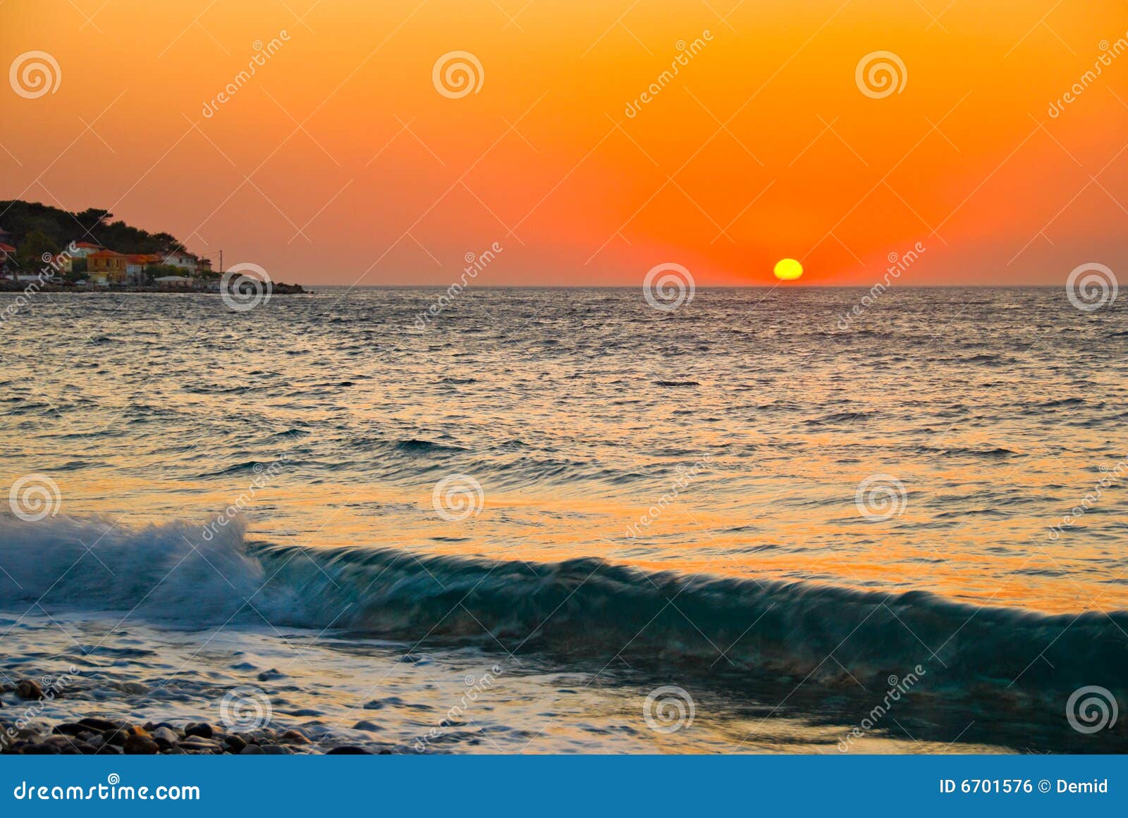 Sunset at Mediterranean Beach Stock Photo - Image of seascape ...