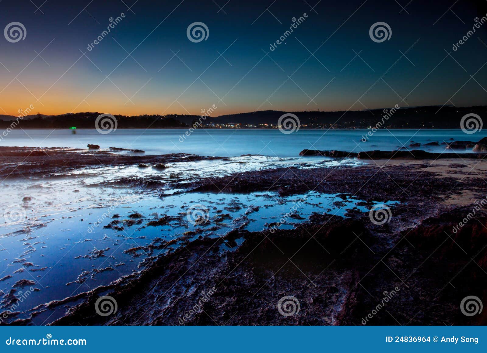 Sunset of merimbula stock photo. Image of rock, movement - 24836964