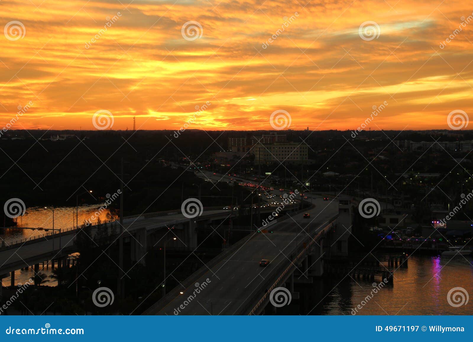 Sunset in miami editorial photography. Image of miami - 49671197