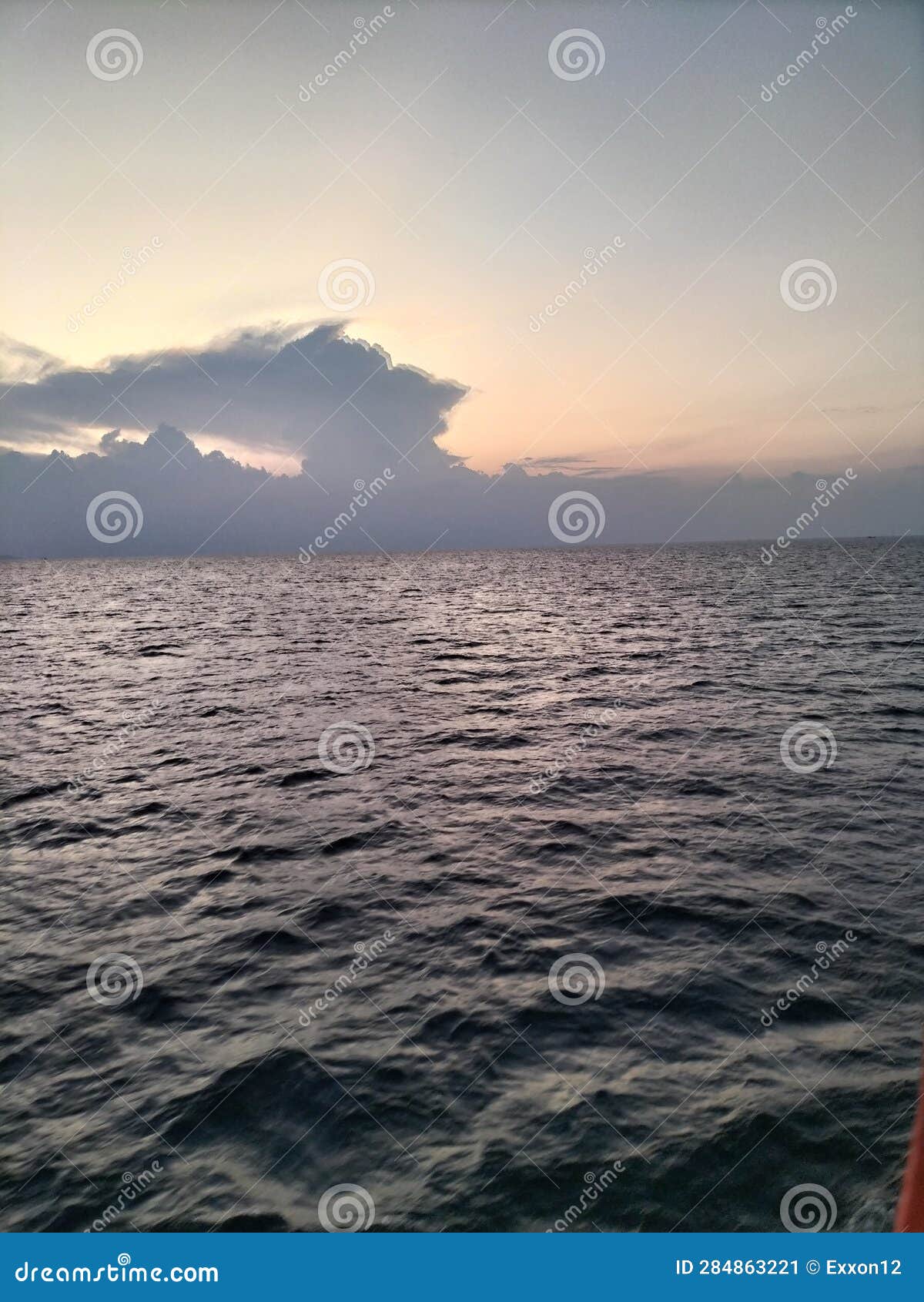 Sunset in the Middle of the Sea Stock Image - Image of blue, sunset ...