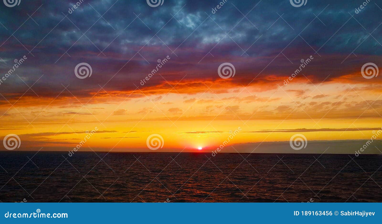 Sunset in the Middle of the Sea. Stock Photo - Image of nature ...