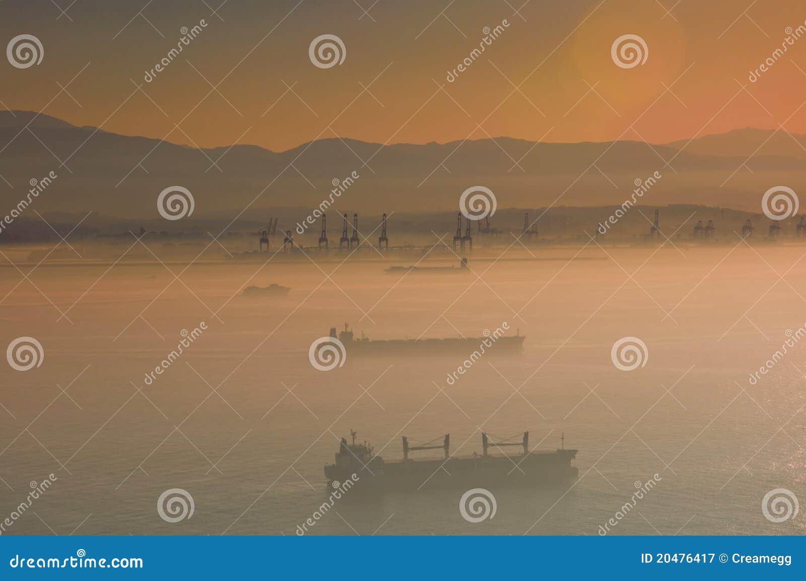 Sunset mist stock image. Image of morning, silhouette - 20476417