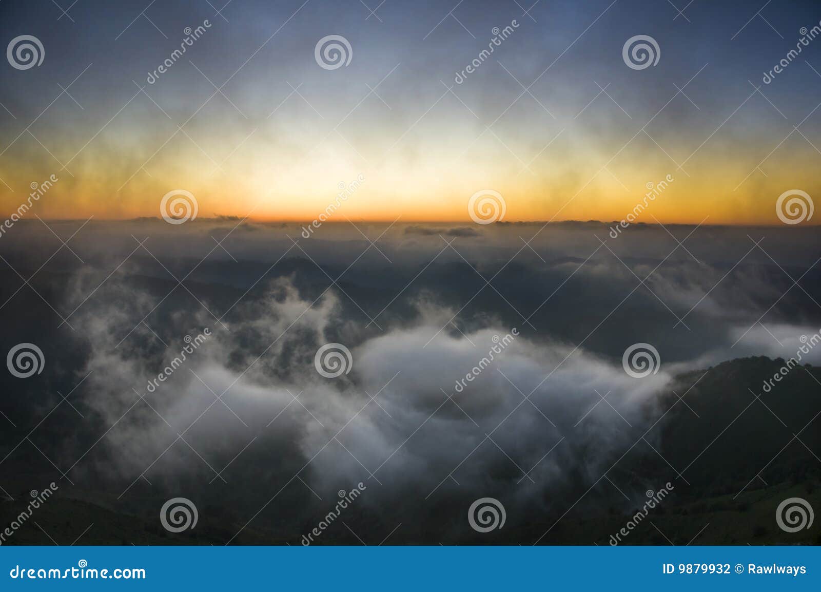 Sunset in the mist stock photo. Image of field, farmland - 9879932