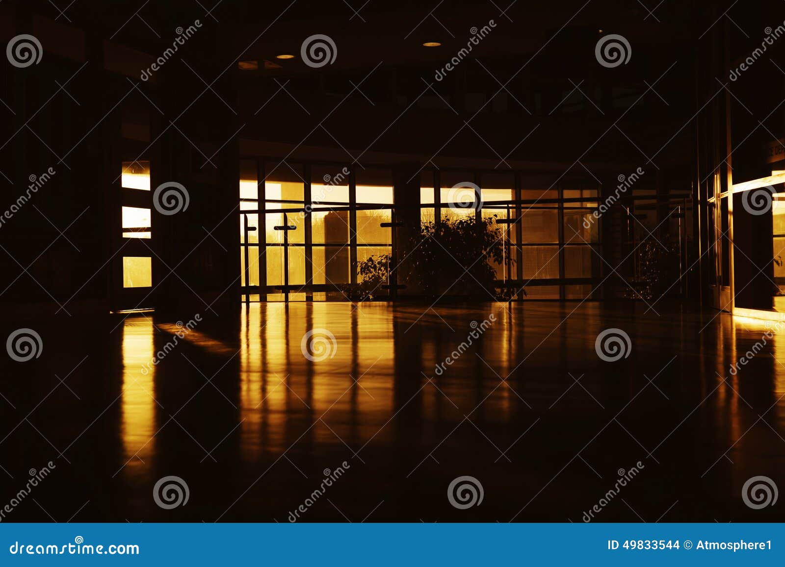 Sunset in a Modern Building Hallway Stock Photo - Image of indoor, room ...