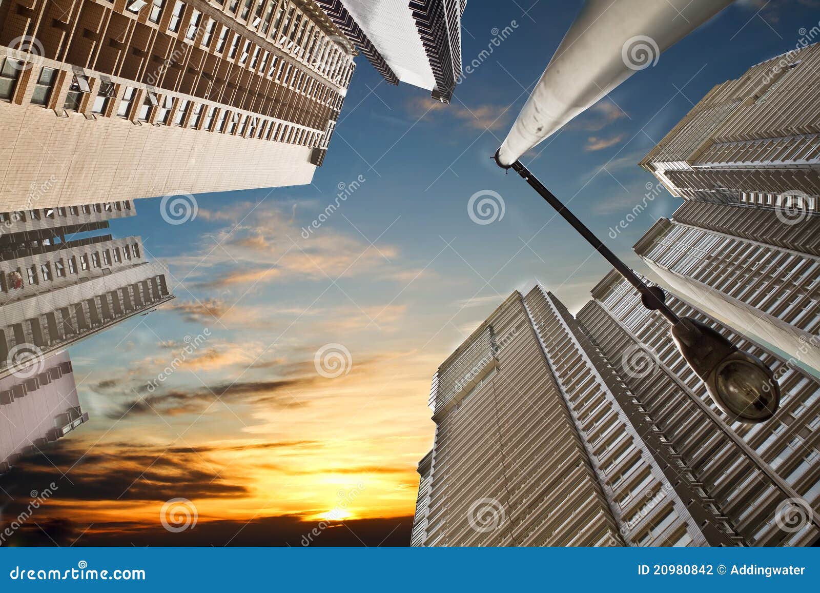Sunset in modern city stock photo. Image of light, horizon - 20980842