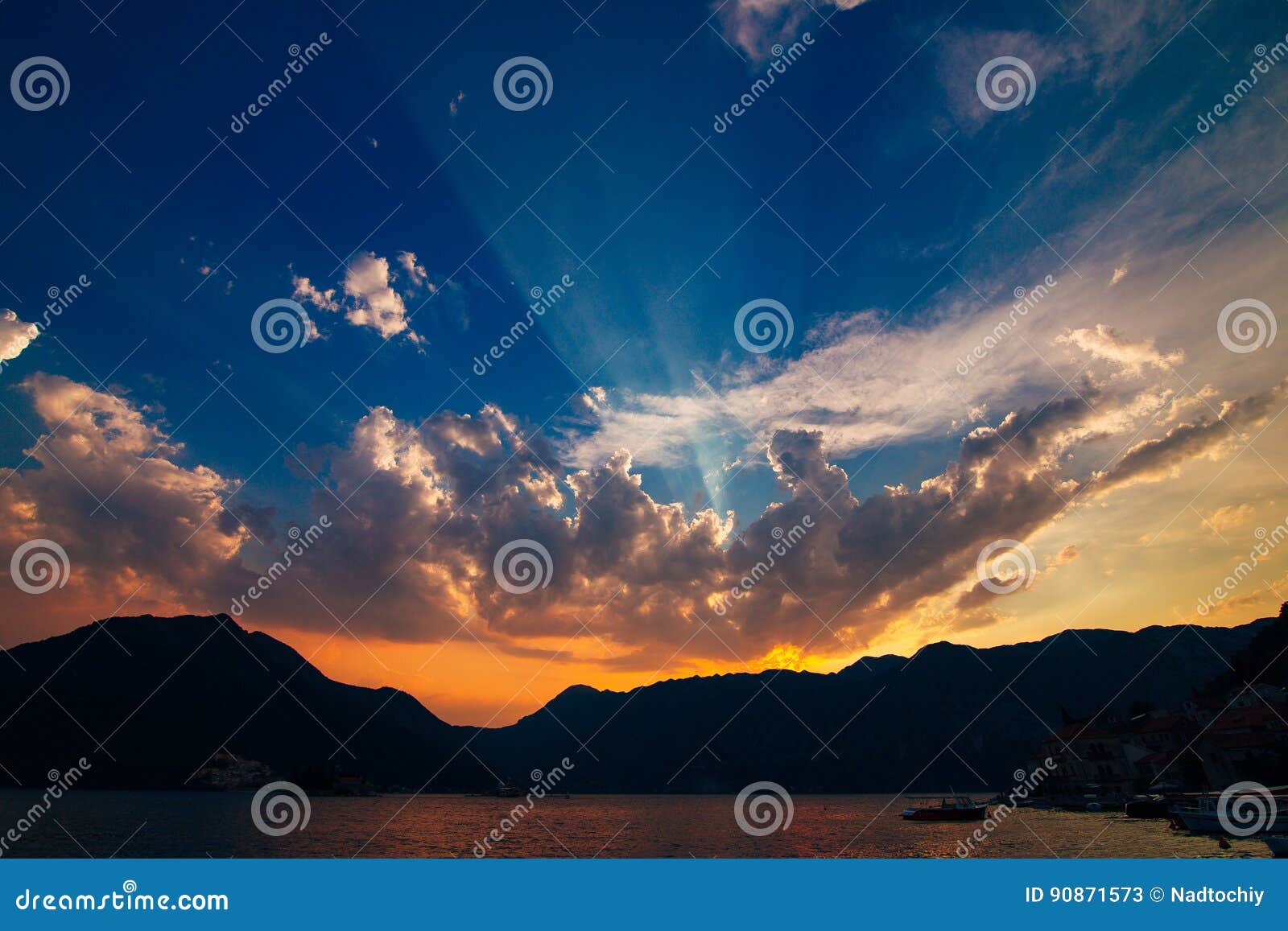 Sunset in Montenegro Over the Mountains and the Sea Editorial Stock ...