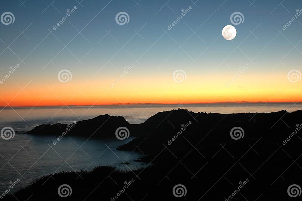 Sunset Moon stock photo. Image of wave, clouds, mountain - 368514