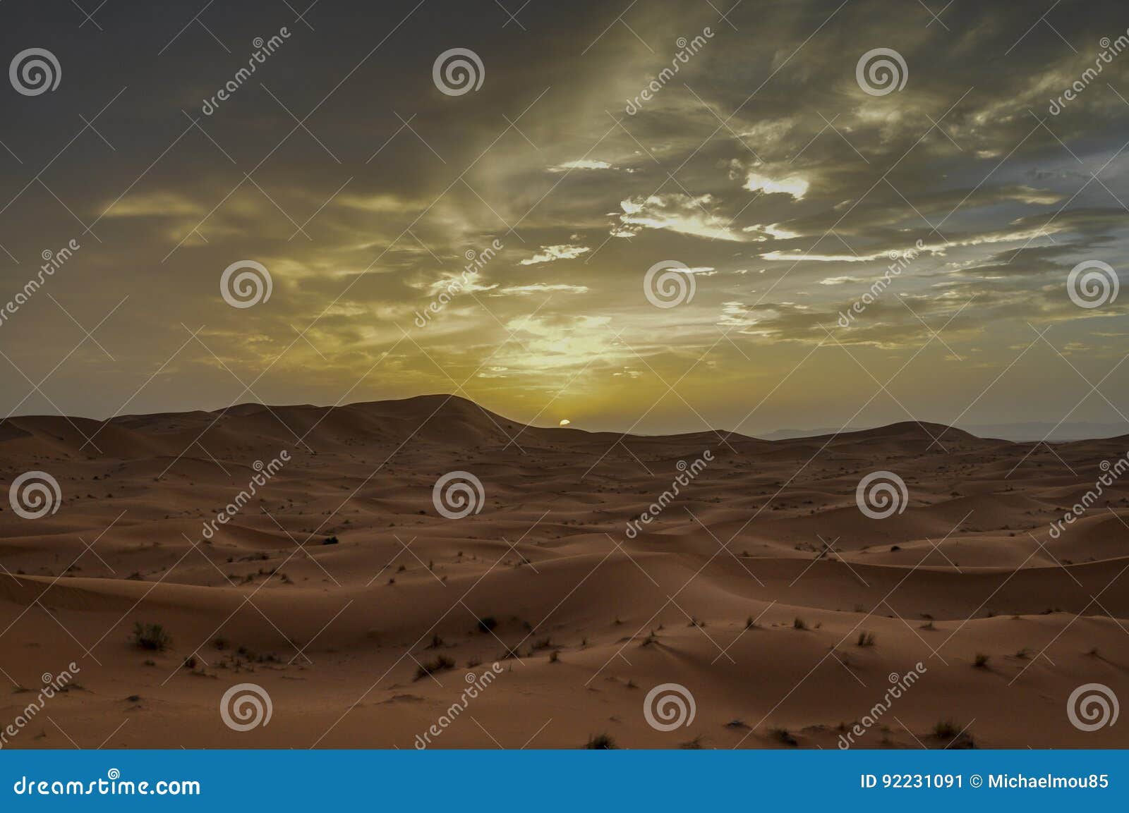 Sunset in the Moroccan Desert Stock Image - Image of land, terrain ...