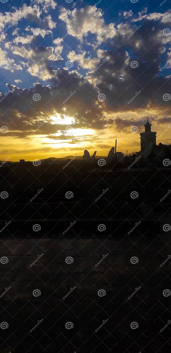 Sunset in morocco stock photo. Image of landscape, skyline - 191683014