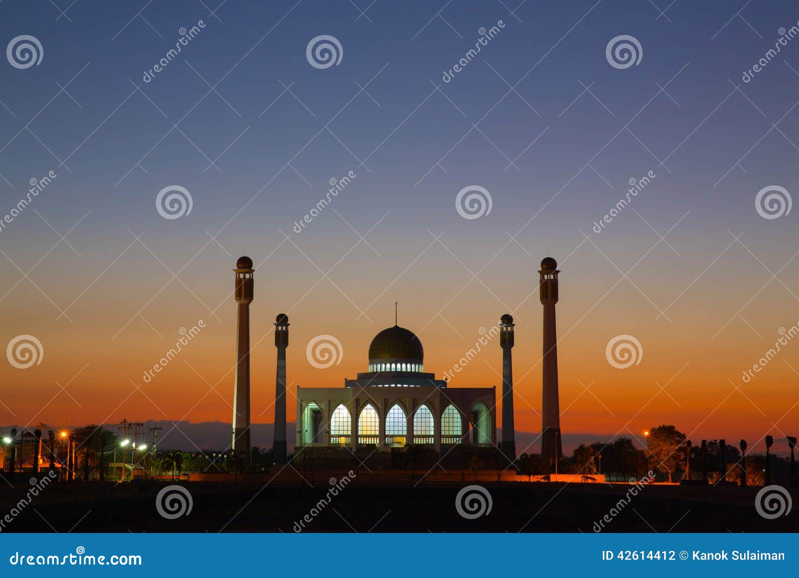 Sunset at mosque stock photo. Image of colorful, beautiful - 42614412