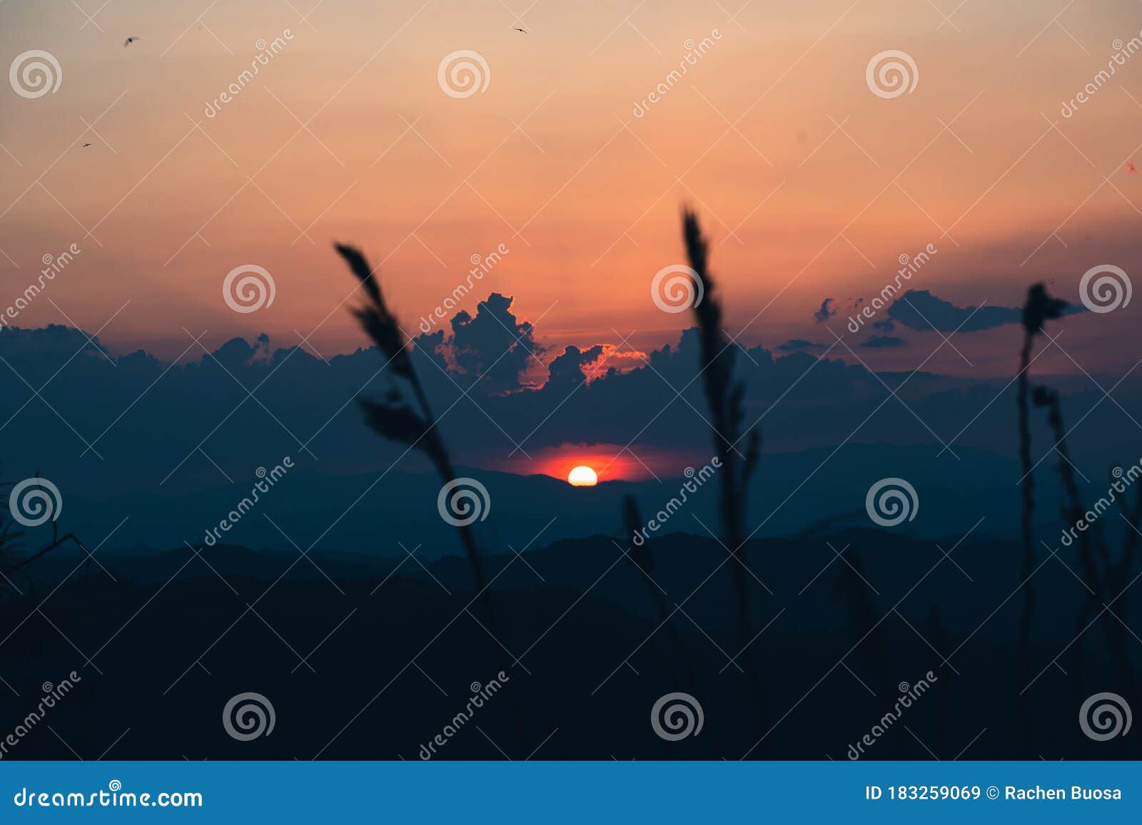Sunset-Mountain in the Evening Mountains and Evening Nature Stock Image ...