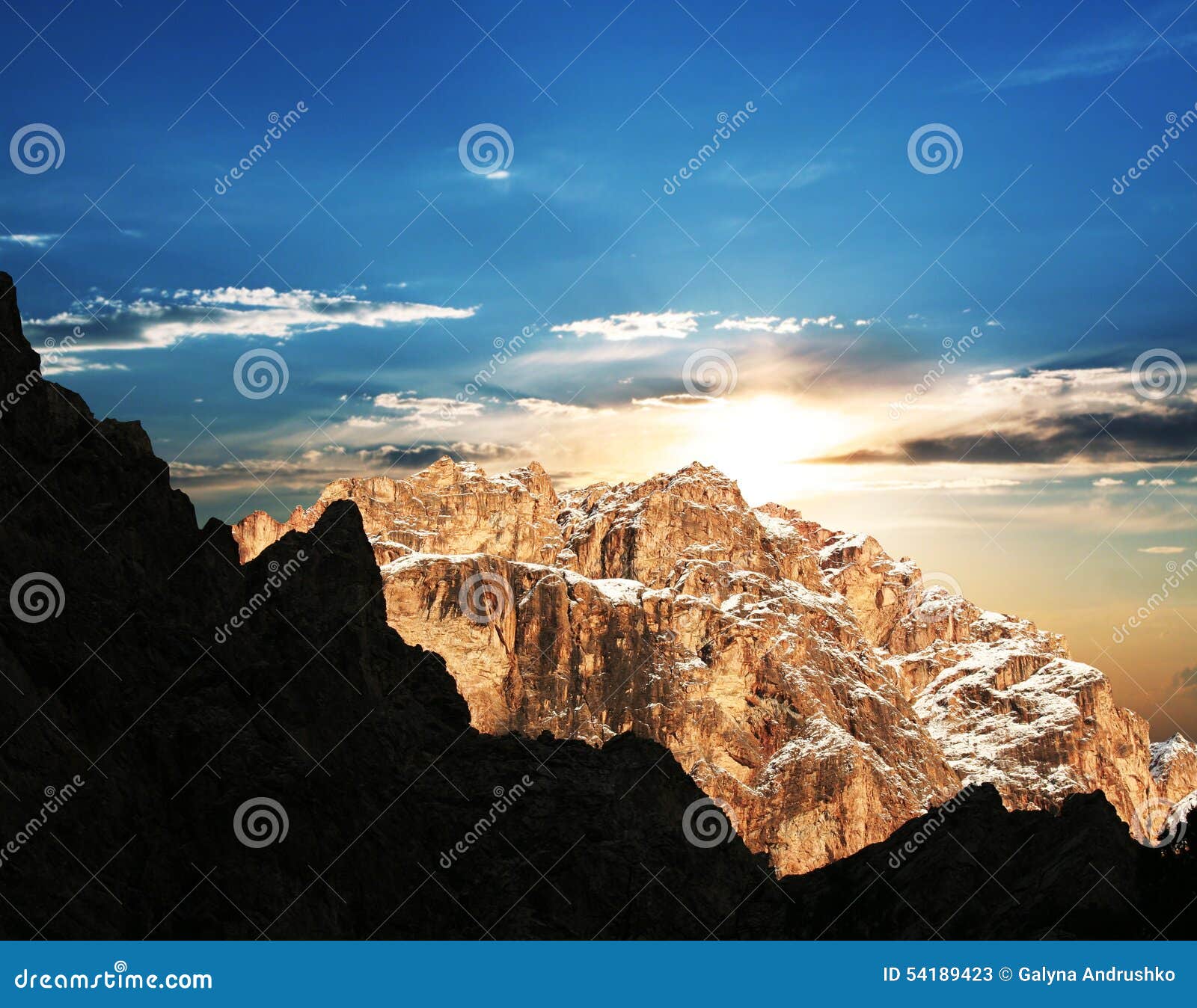 Sunset in mountain stock image. Image of sunset, peak - 54189423