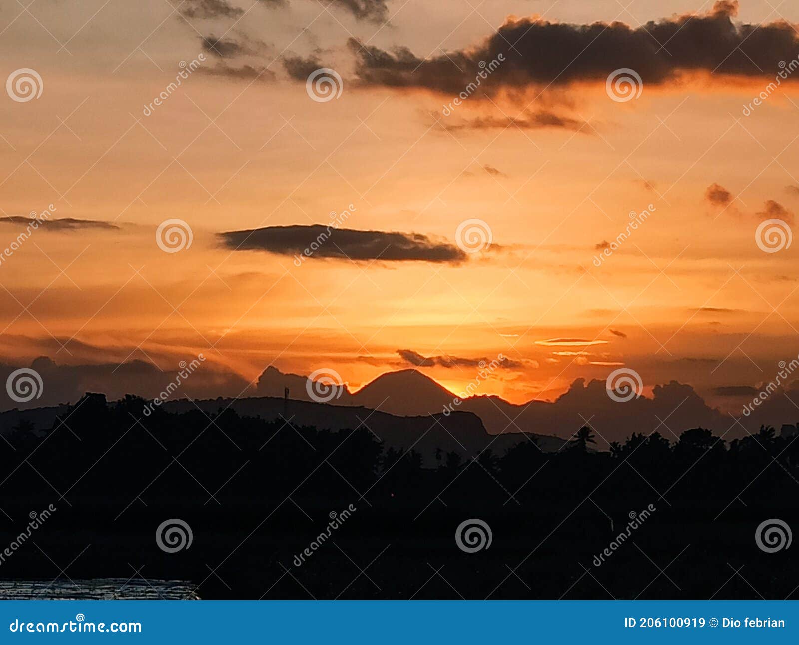 Sunset Mountain view stock image. Image of ocean, dusk - 206100919
