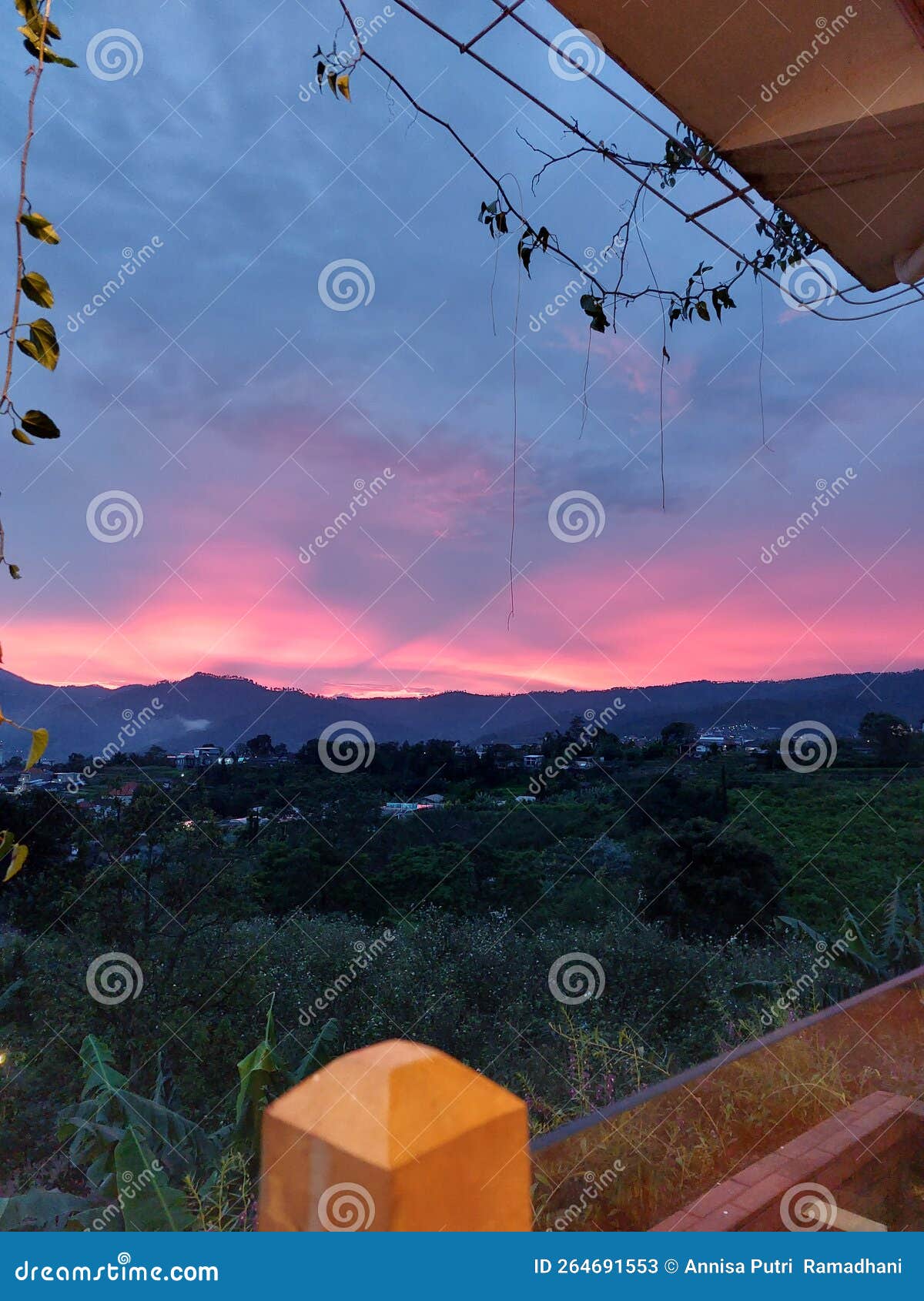 Sunset on the Mountain from Warung Mrene Stock Image - Image of ...