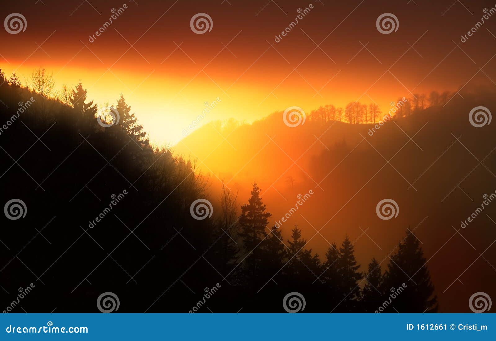 Sunset in the mountains stock image. Image of tree, dusk - 1612661