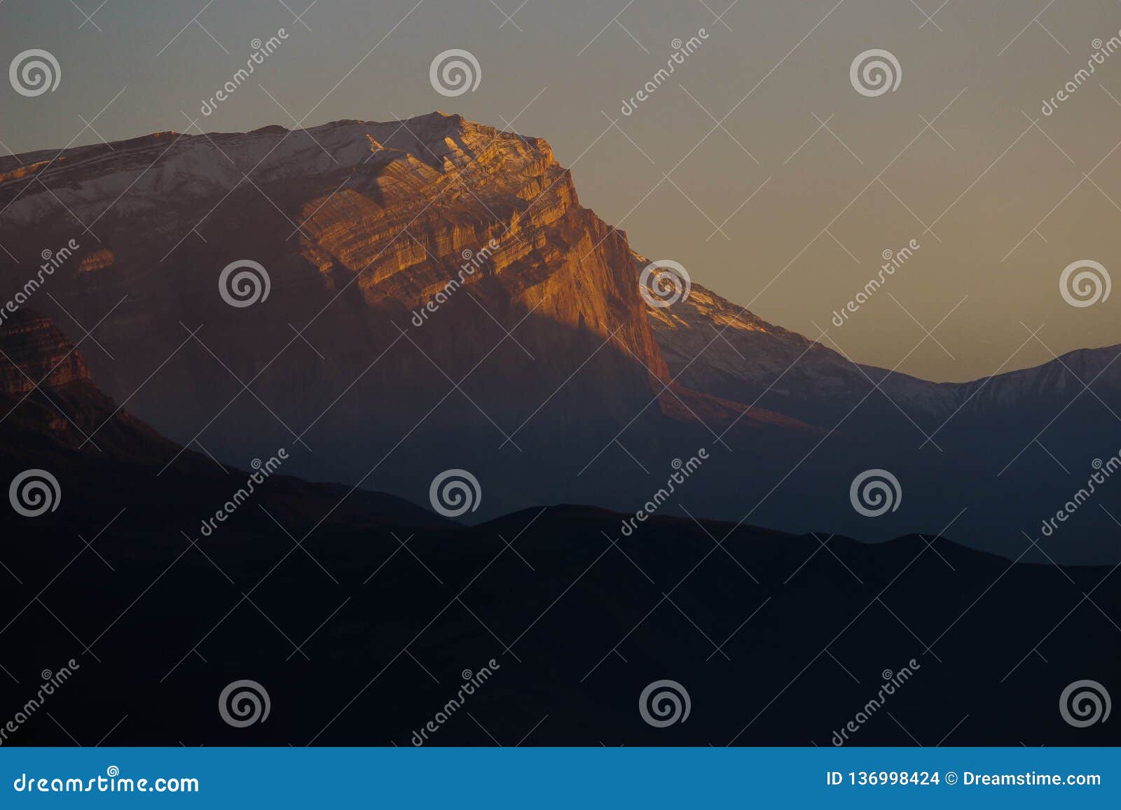 Sunset in mountains stock photo. Image of range, sunset - 136998424
