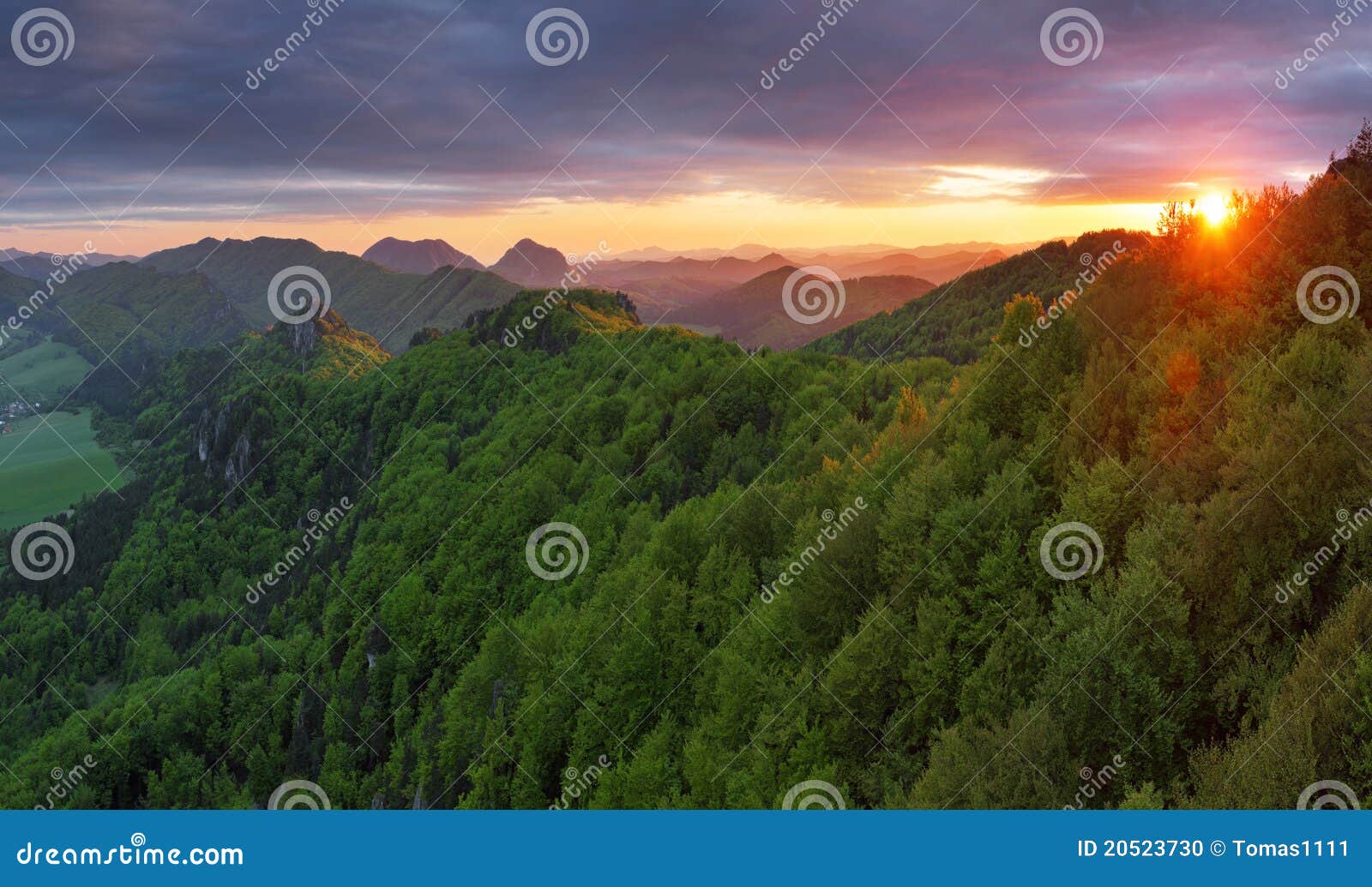Sunset in the Mountains Landscape Stock Photo - Image of climate, beam ...