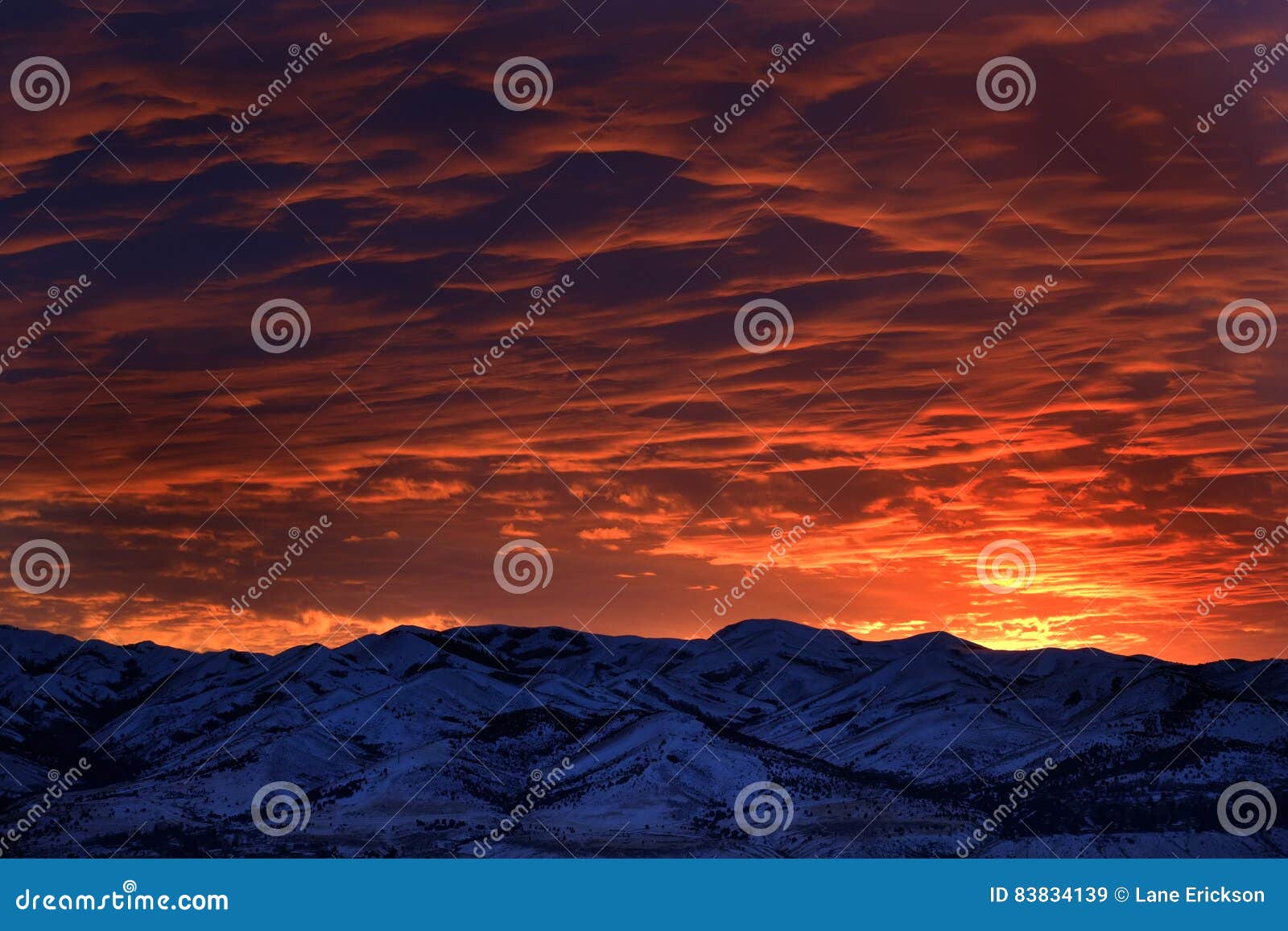 Sunset with Mountains in Wilderness Sky Clouds Stock Image - Image of ...