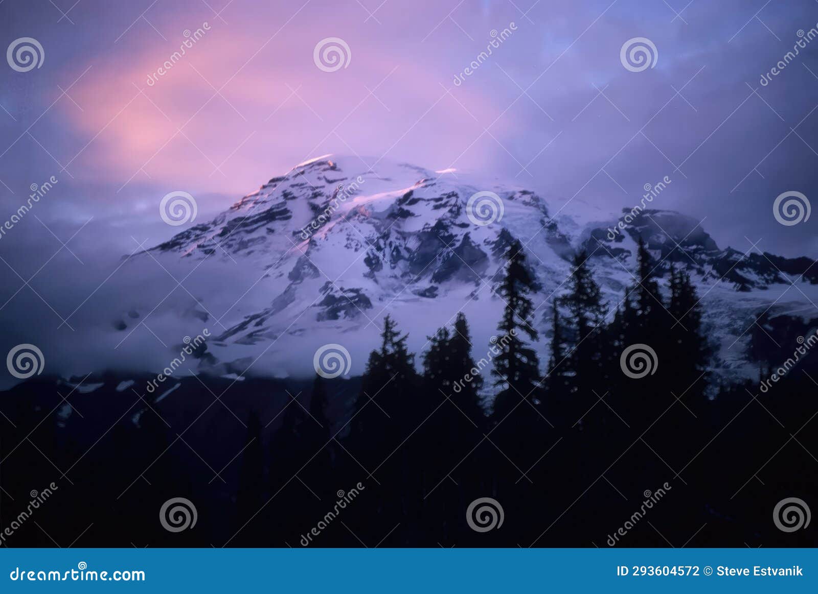 Sunset on Mt. Rainier stock photo. Image of mountain - 293604572