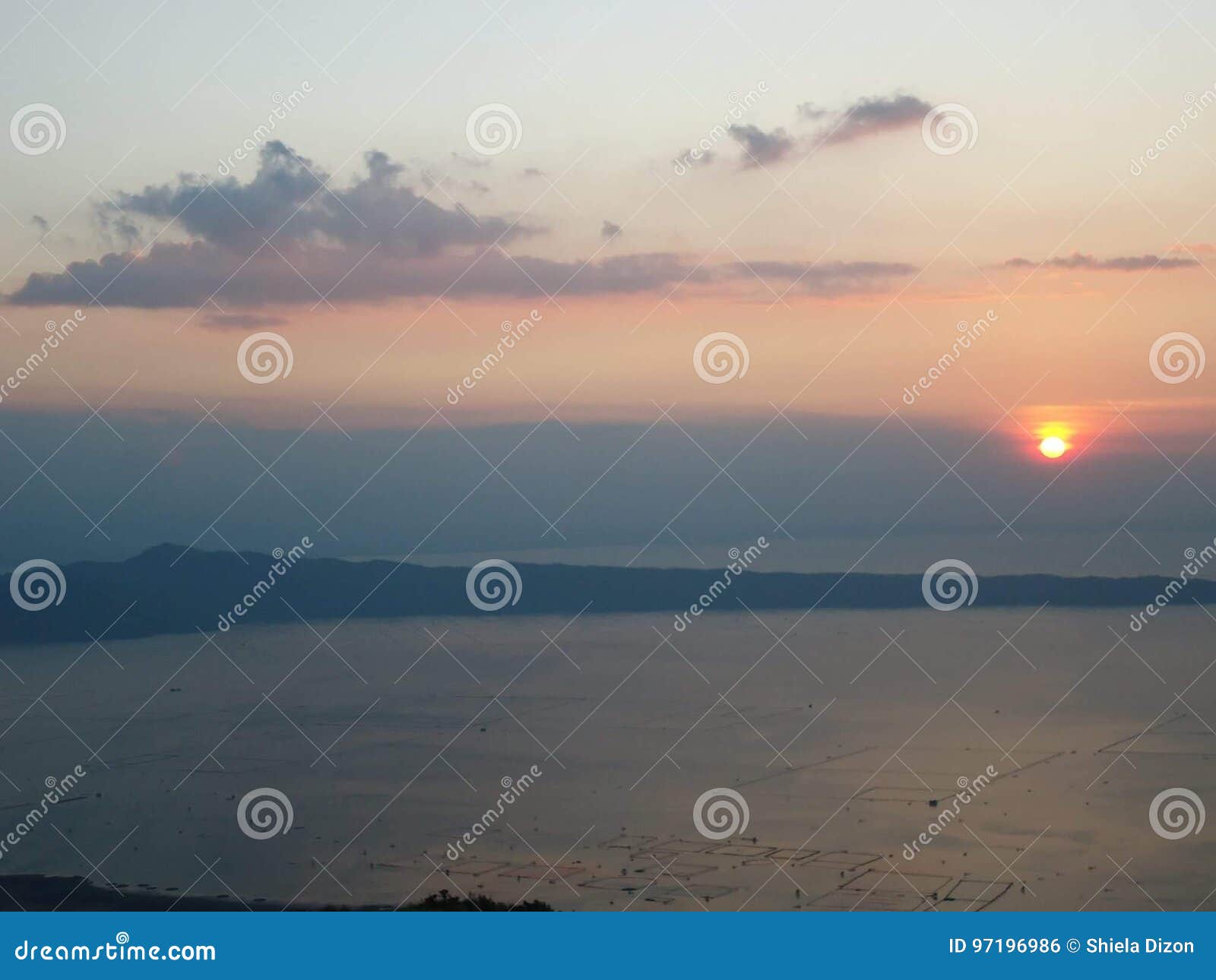 Sunset in Mt. Sembrano stock photo. Image of mountain - 97196986