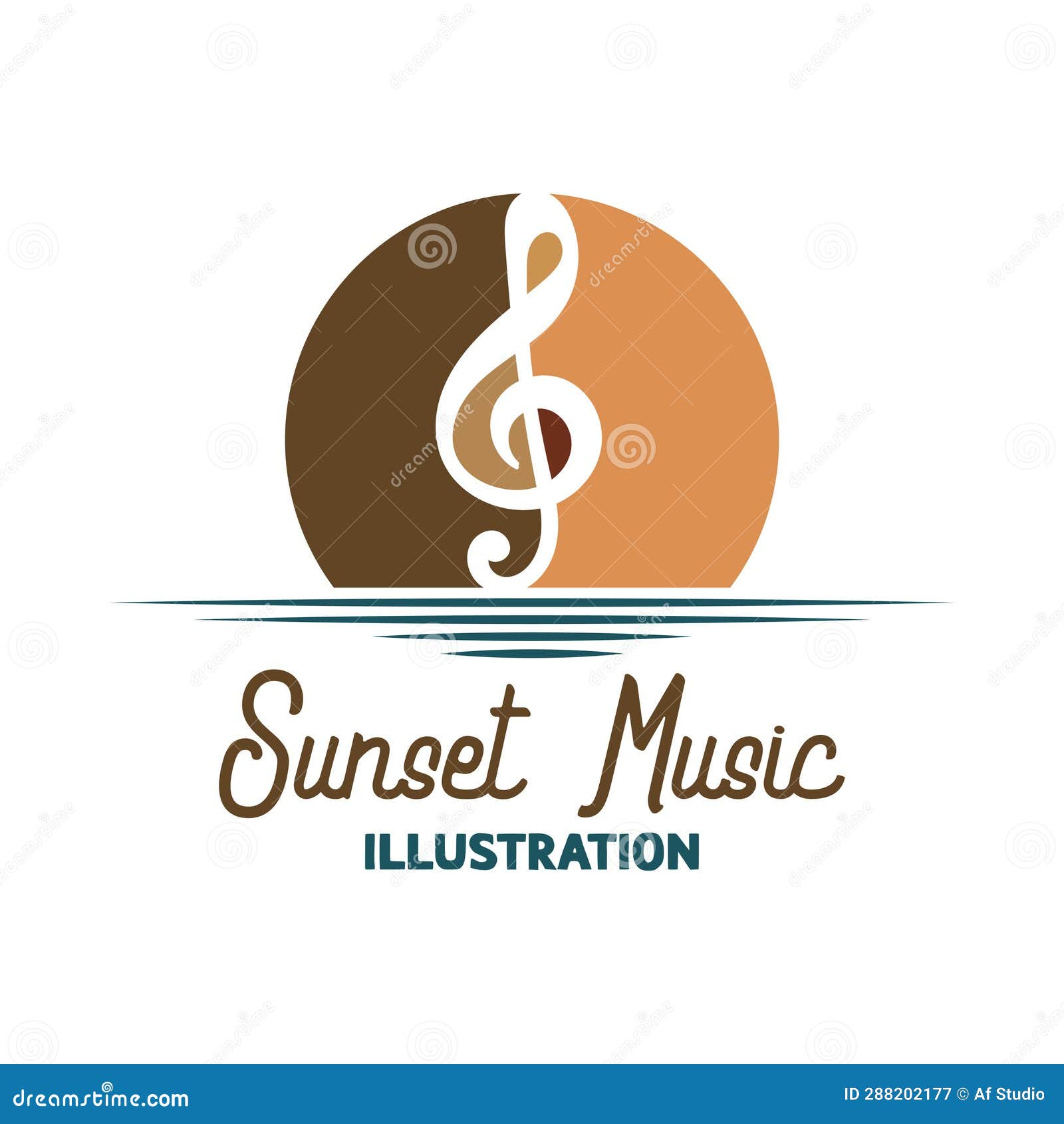 Sunset with Music Note Tone Symbol Illustration Stock Vector ...
