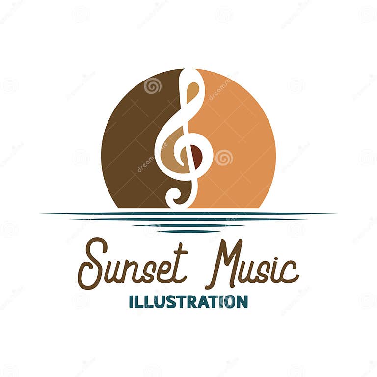 Sunset with Music Note Tone Symbol Illustration Stock Illustration ...